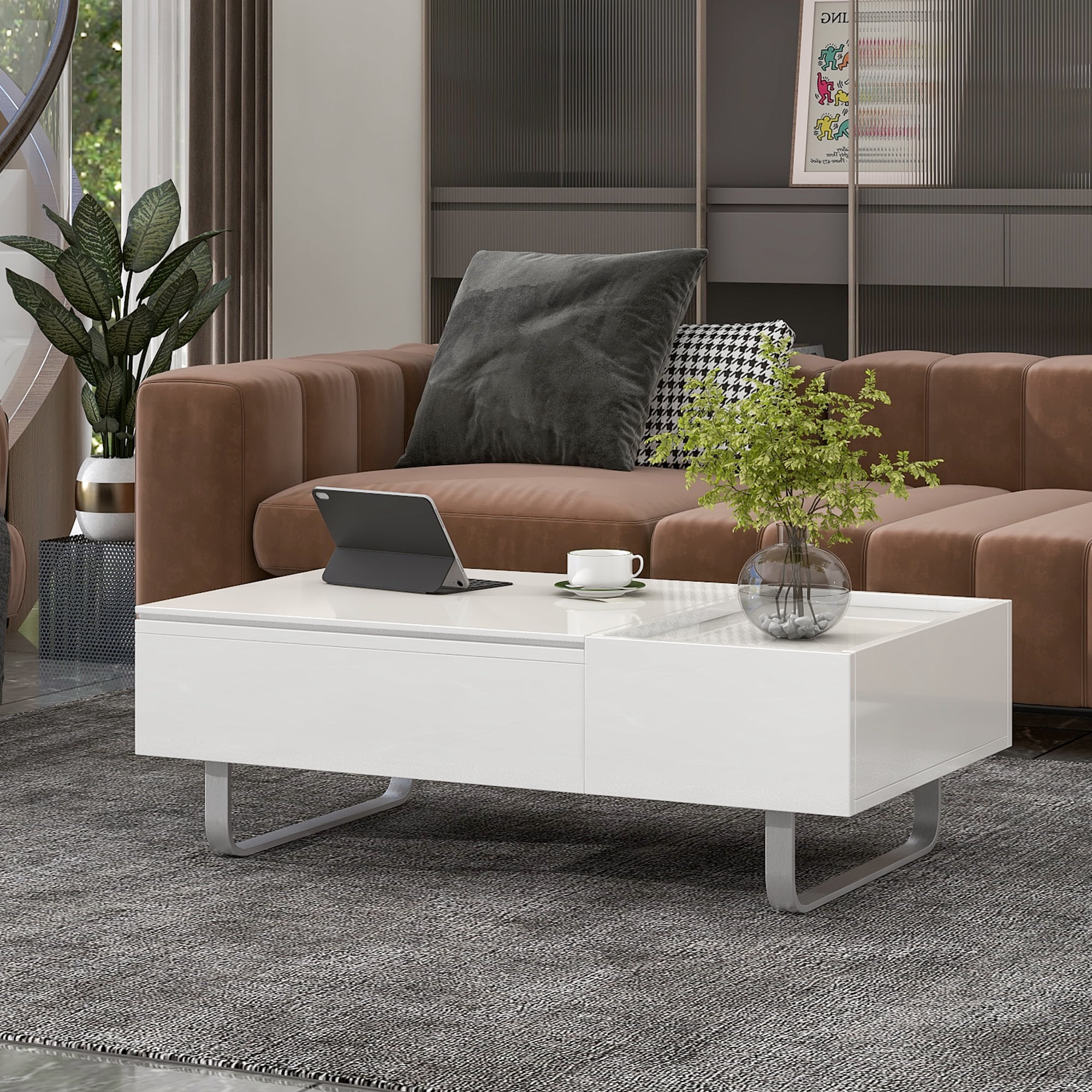 ETEPON Multi-functional Coffee Table with Lifted Tabletop, Contemporary ...