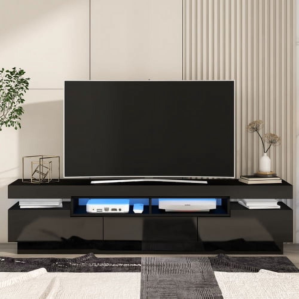ETEPON On-Trend TV Stand with 4 Open Shelves, Modern High Gloss ...