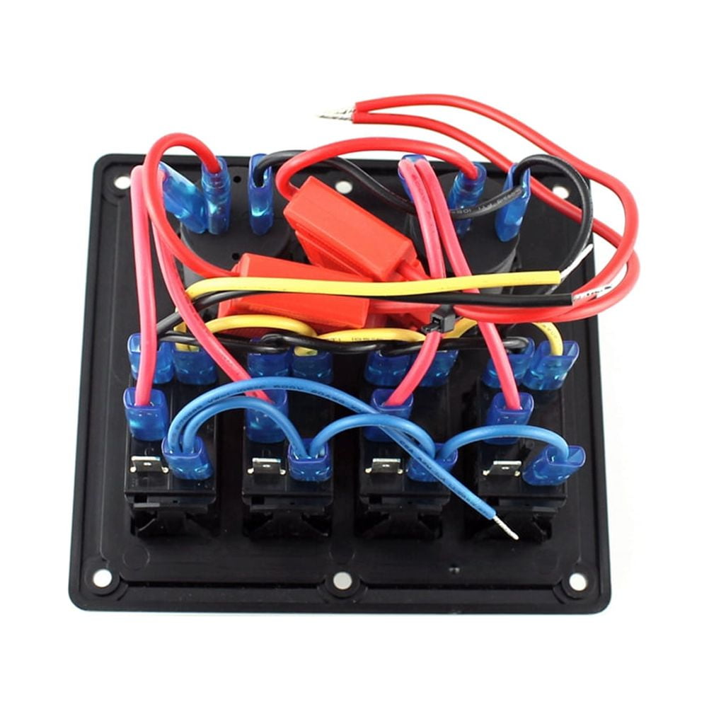 ETEREAUTY 12V-24V DC 4 gang Waterproof Marine Blue Led Panel with Power ...