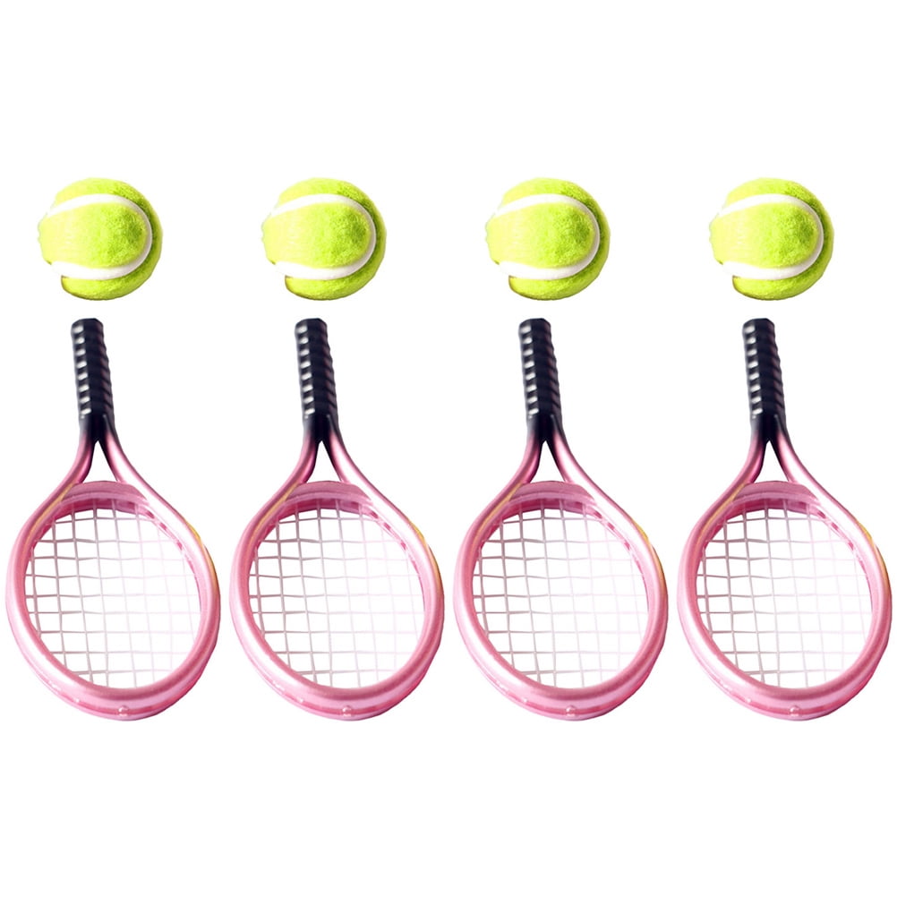 ETEREAUTY 4 Sets of Miniature Tennis Racket Mini Tennis Balls and ...