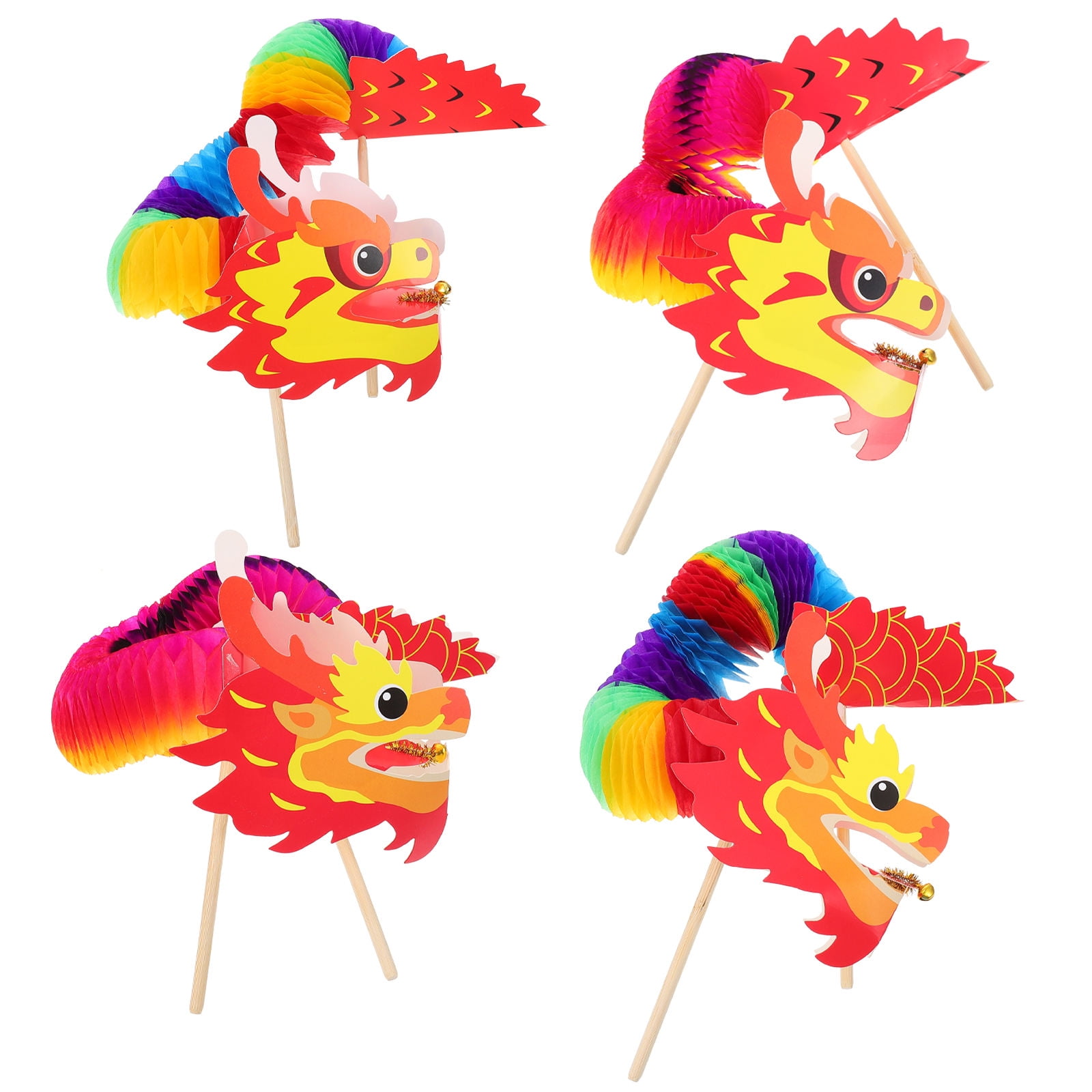 ETEREAUTY 4 sets of DIY Dragon Puppetry Kit Chinese Traditional Dragon ...