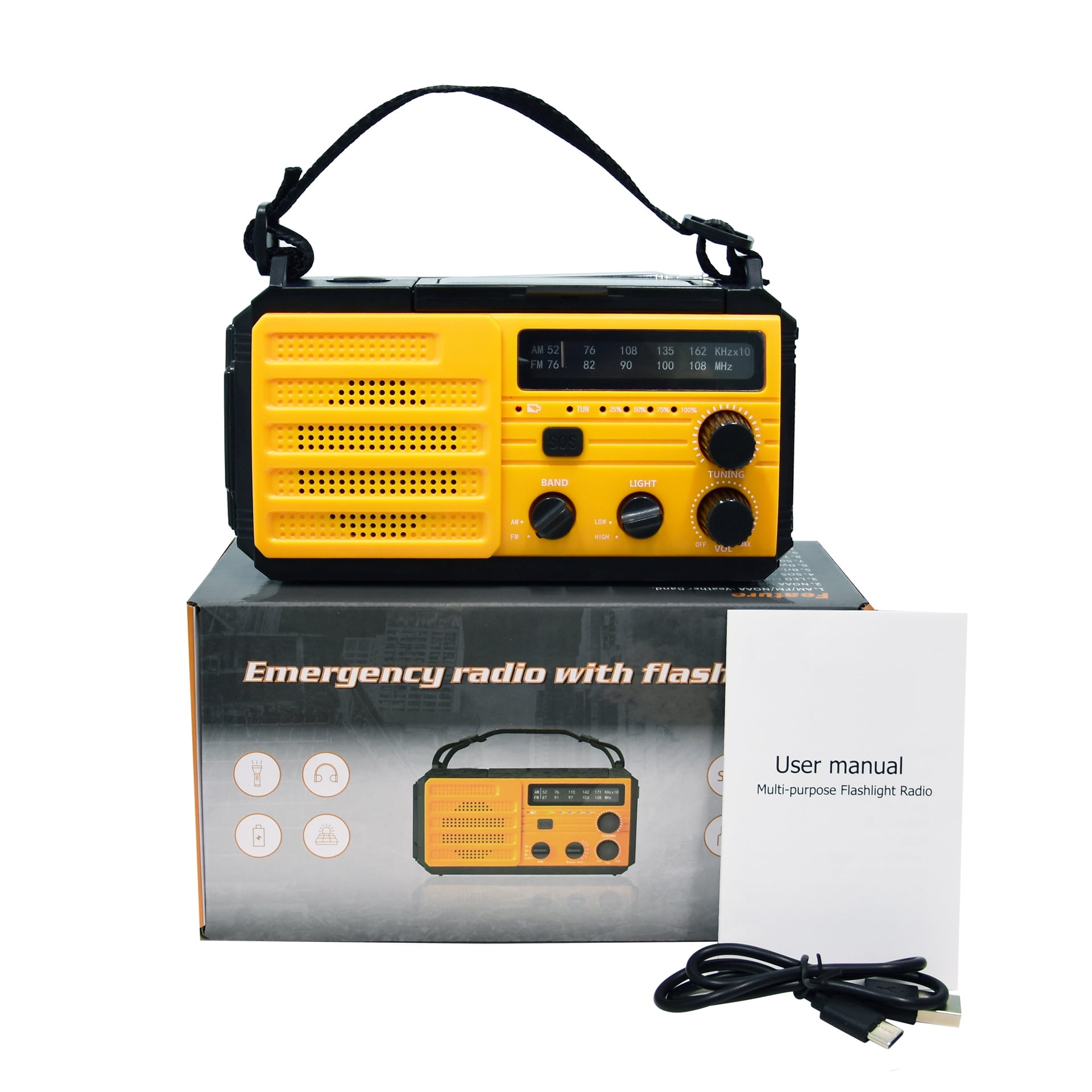 ETERSTARLY Emergency Weather Radio, Solar Portable Radios with Hand ...