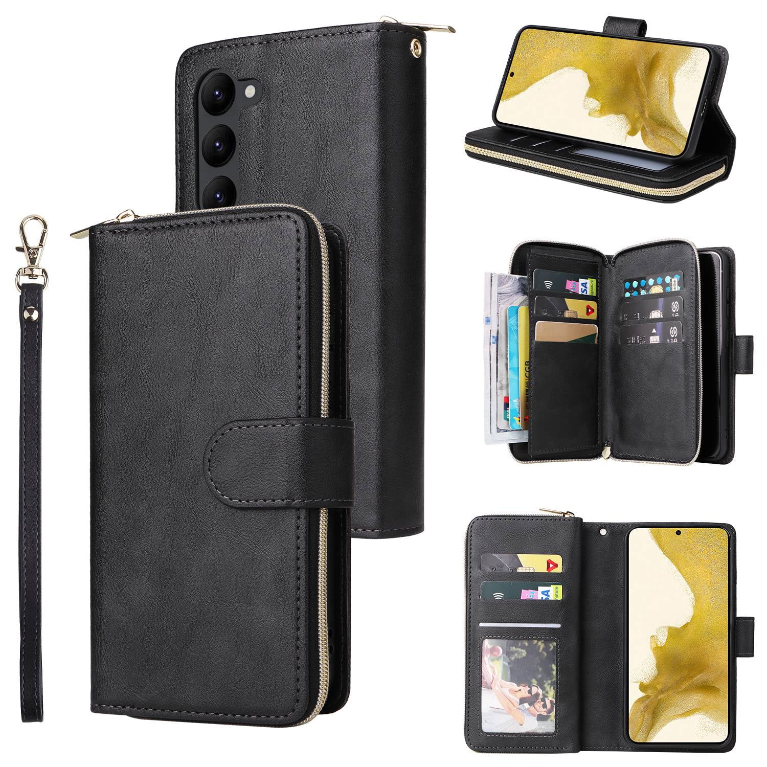 ETFAST Wallet Card Zipper Flip Leather Case For Samsung Galaxy S24 Ultra S24 Plus S23Ultra ...
