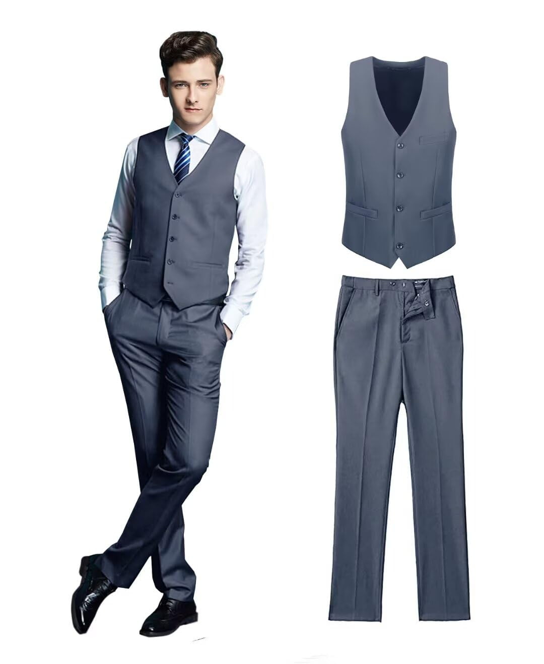 ETHAN 2 Piece Young Mens Suits Regular Fit Dark Gray Slim Fit Casual ...