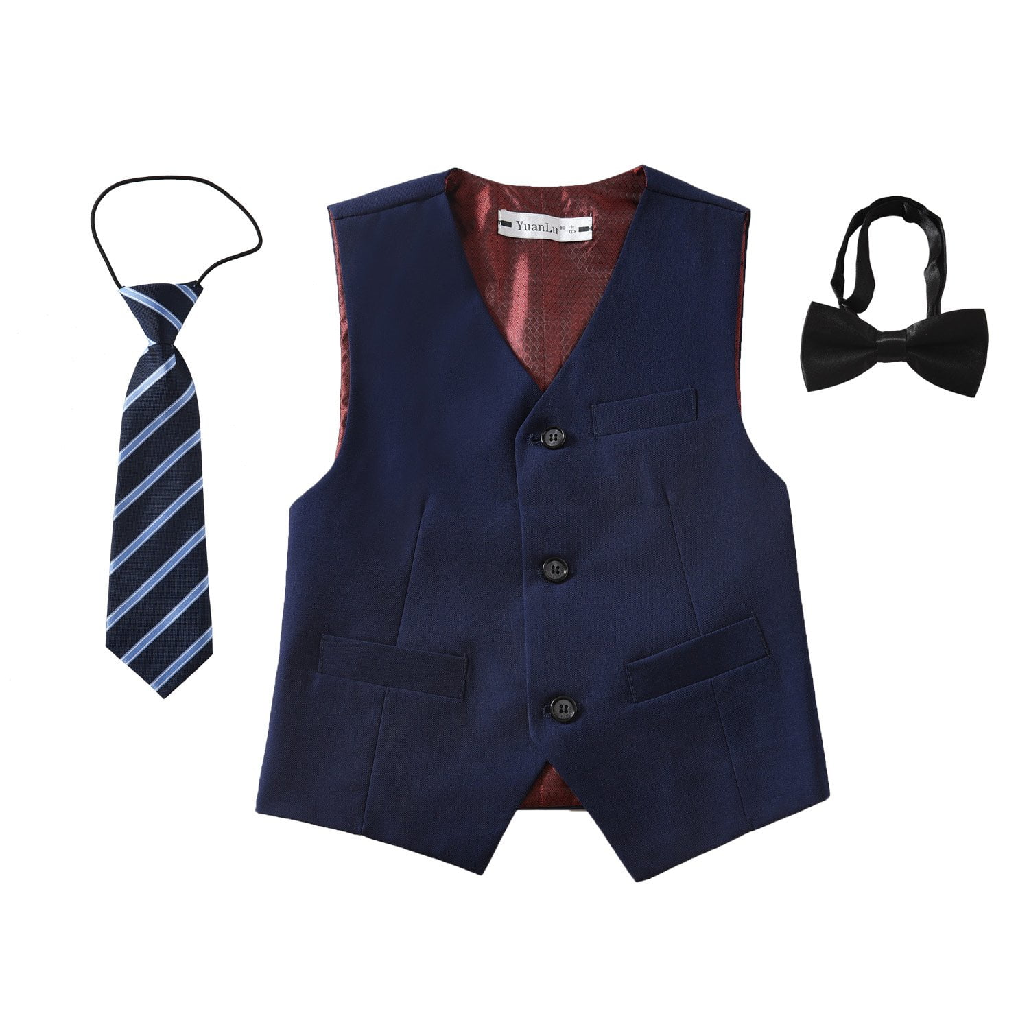ETHAN 3 Piece Boys' Formal Suit Vest Set with Bowtie and Tie Boys ...