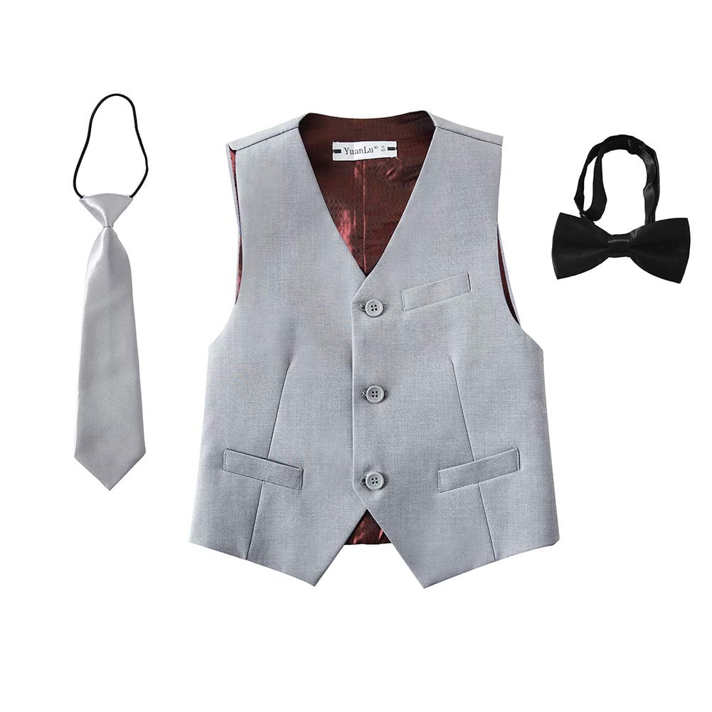 ETHAN 3 Piece Boys' Formal Suit Vest Set with Bowtie and Tie Boys ...
