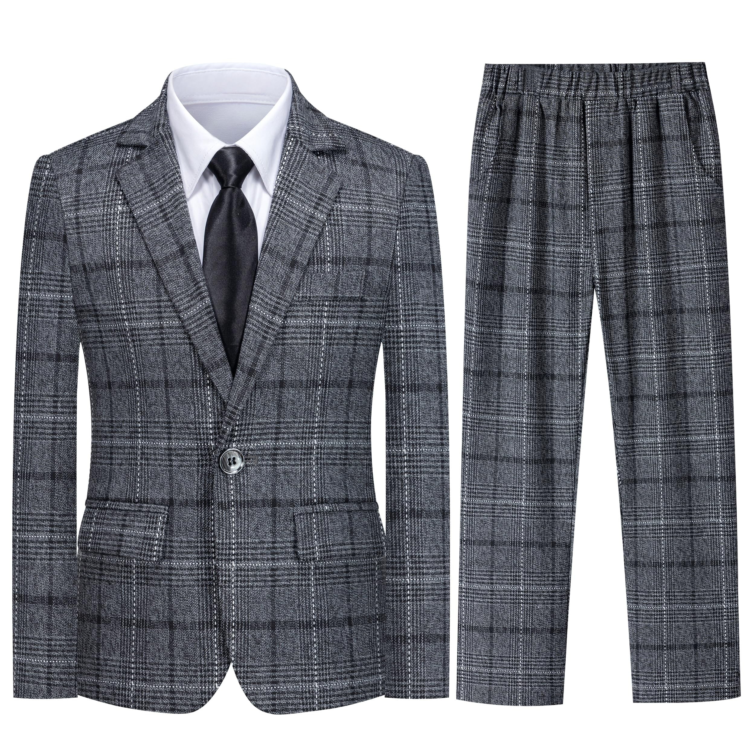 ETHAN 3 Piece Boys Suits for Party Slim Fit Formal Plaid Striped Suit ...