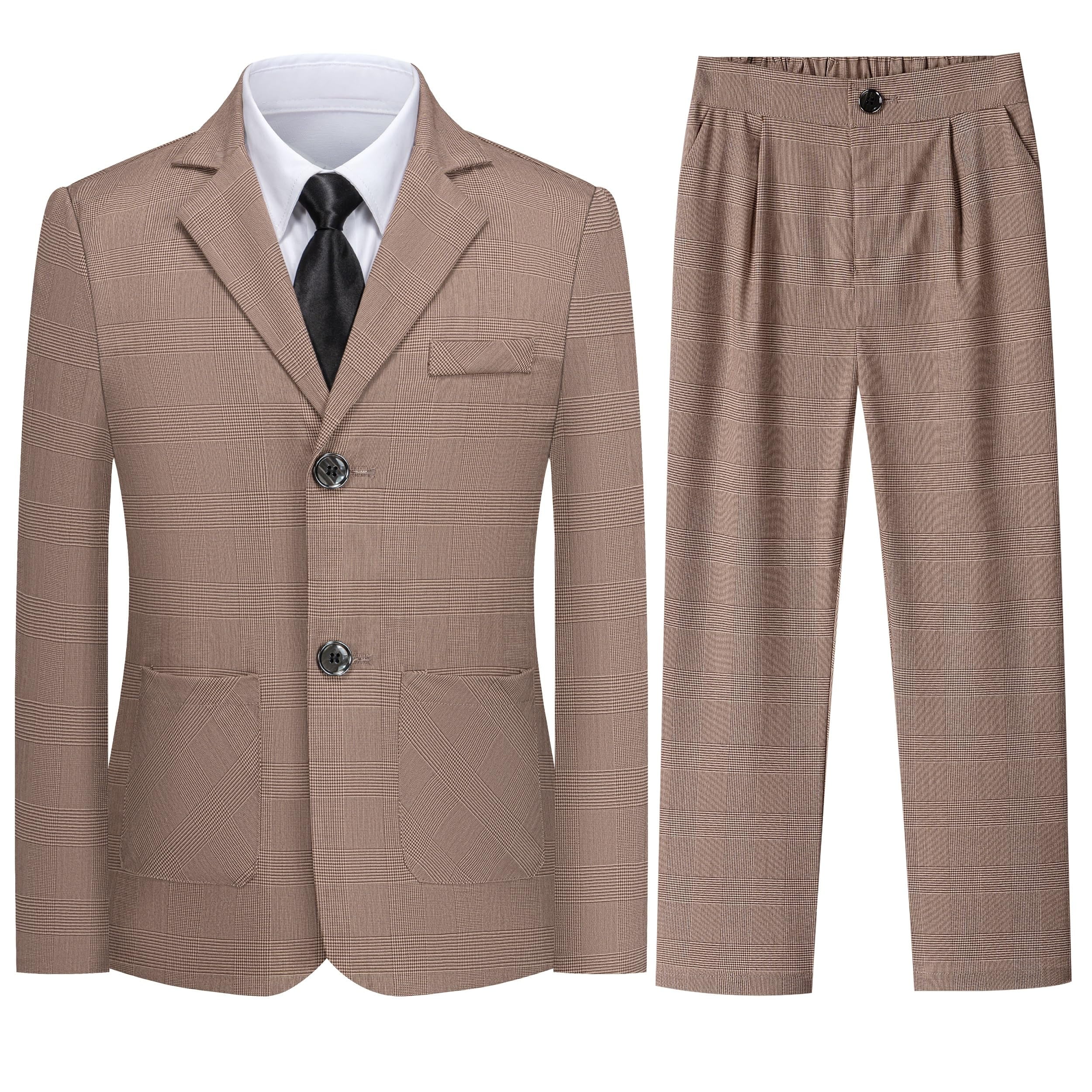 ETHAN 3 Piece Boys Suits for Party Slim Fit Formal Plaid Striped Suit ...