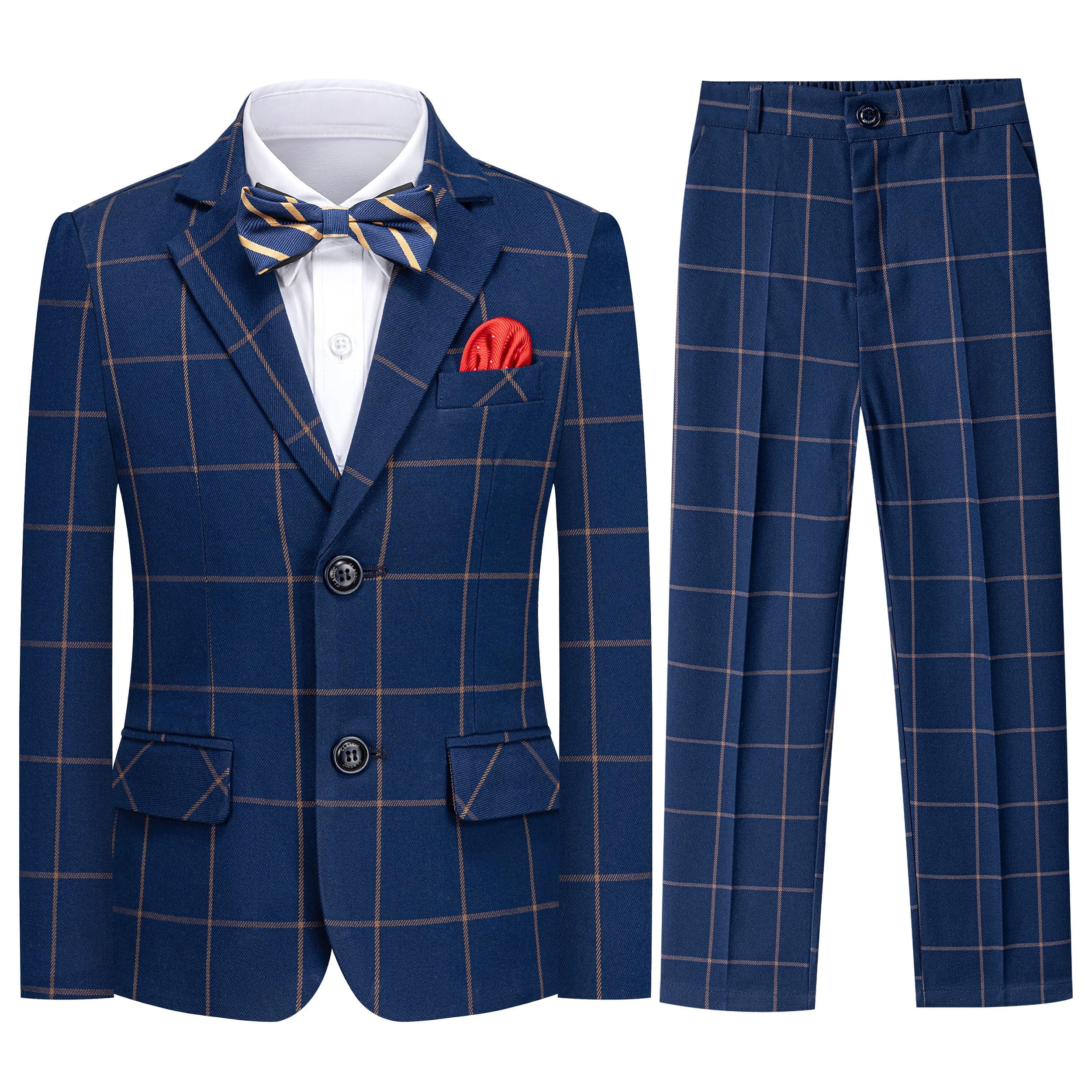 ETHAN 3 Piece Boys Suits for Party Slim Fit Formal Plaid Striped Suit ...