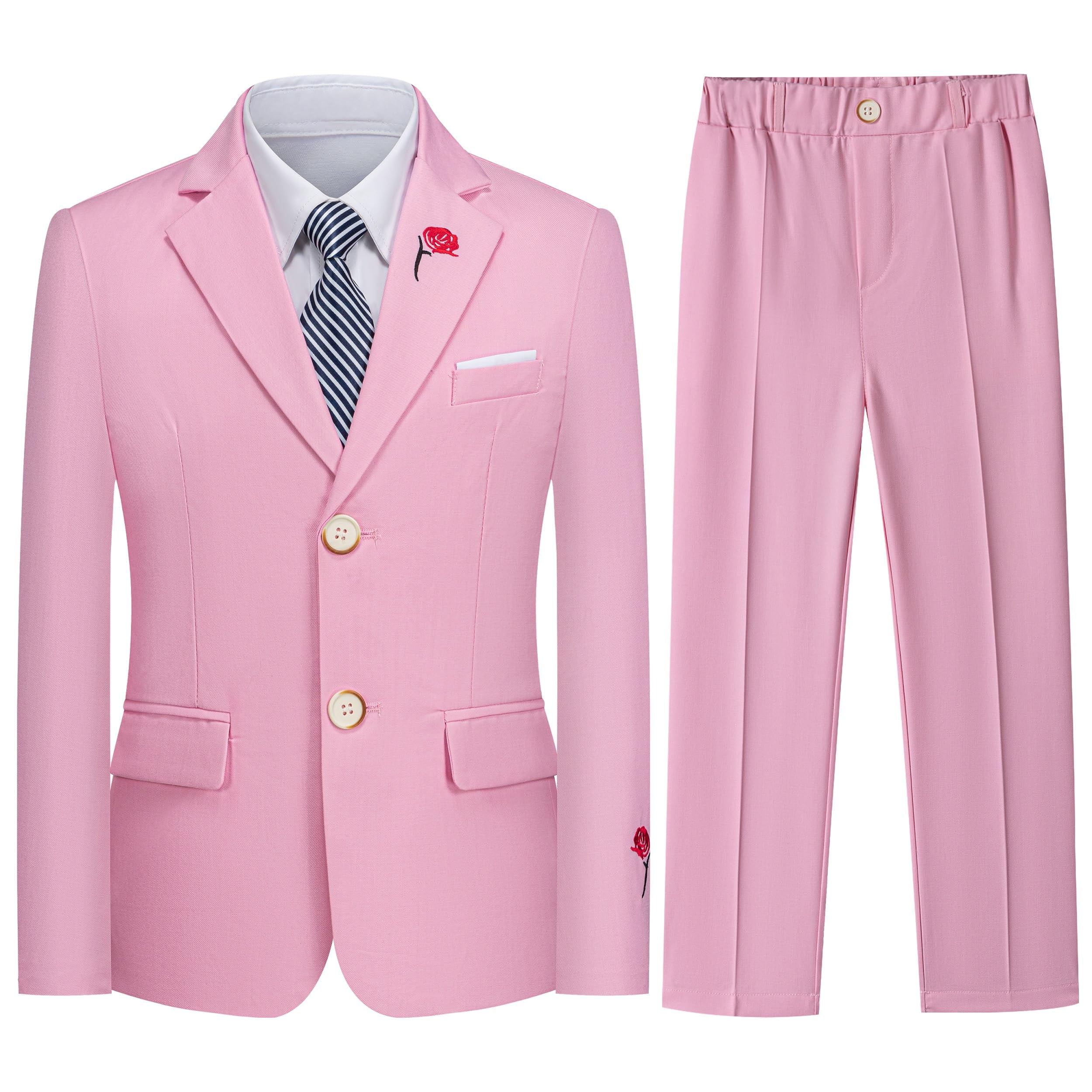 ETHAN 3 Piece Boys Suits for Party Slim Fit Formal Plaid Striped Suit ...