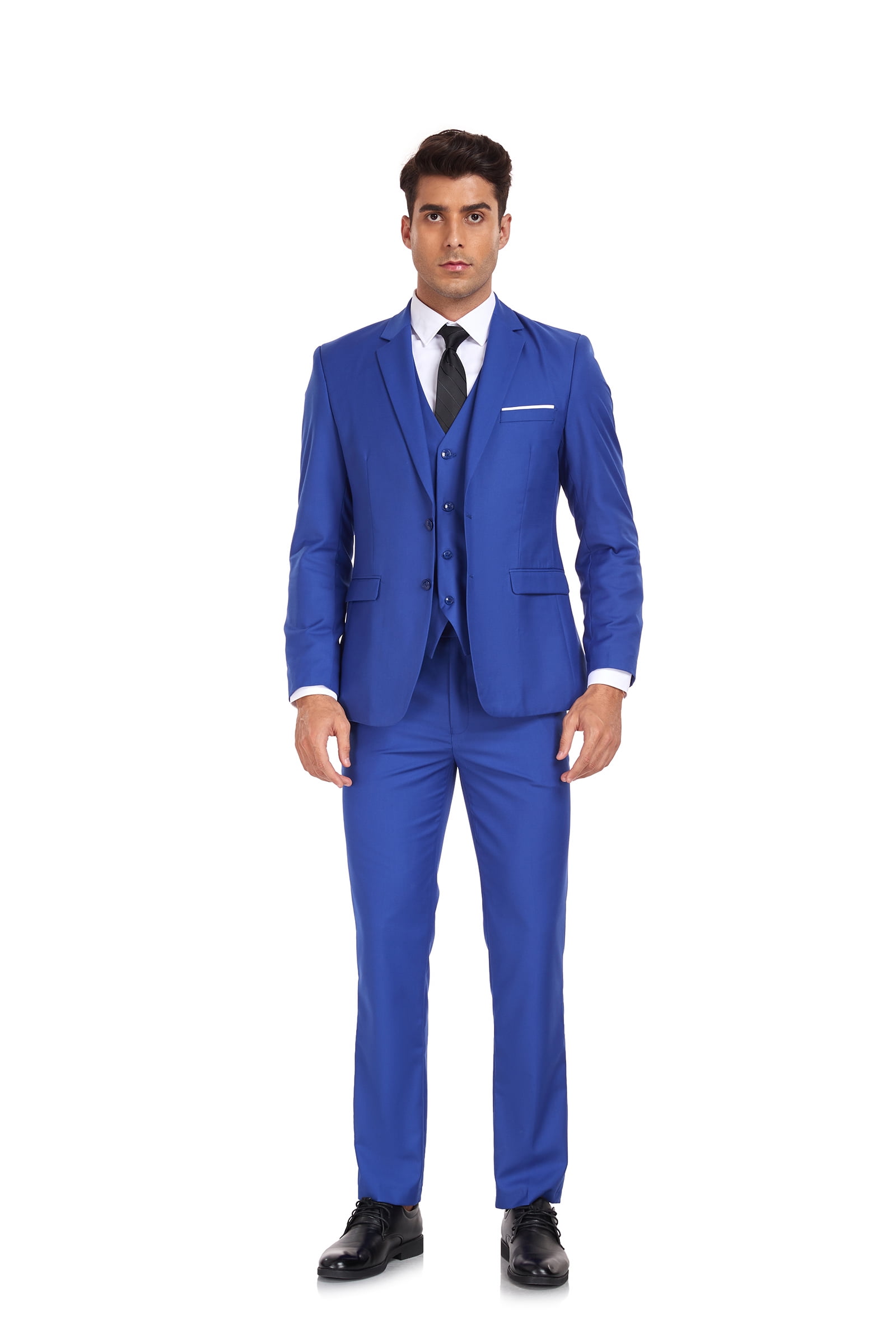 ETHAN 3 Piece Mens Suit Set 2 Button Slim Fit Suit for Men Solid Jacket ...