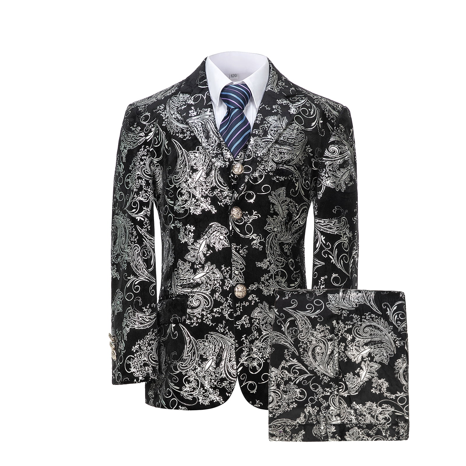 ETHAN 3 Piece Prom Suits for Teen Boys Paisley Floral Suit Set Slim Fit ...