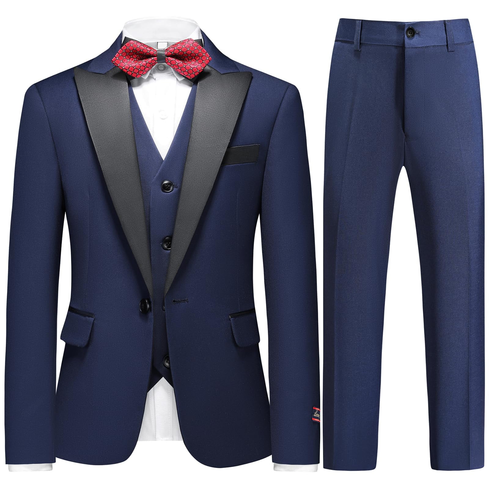 ETHAN 3PC Boys Navy Blue Tuxedo Suits for Wedding Prom Outfit Elegant ...