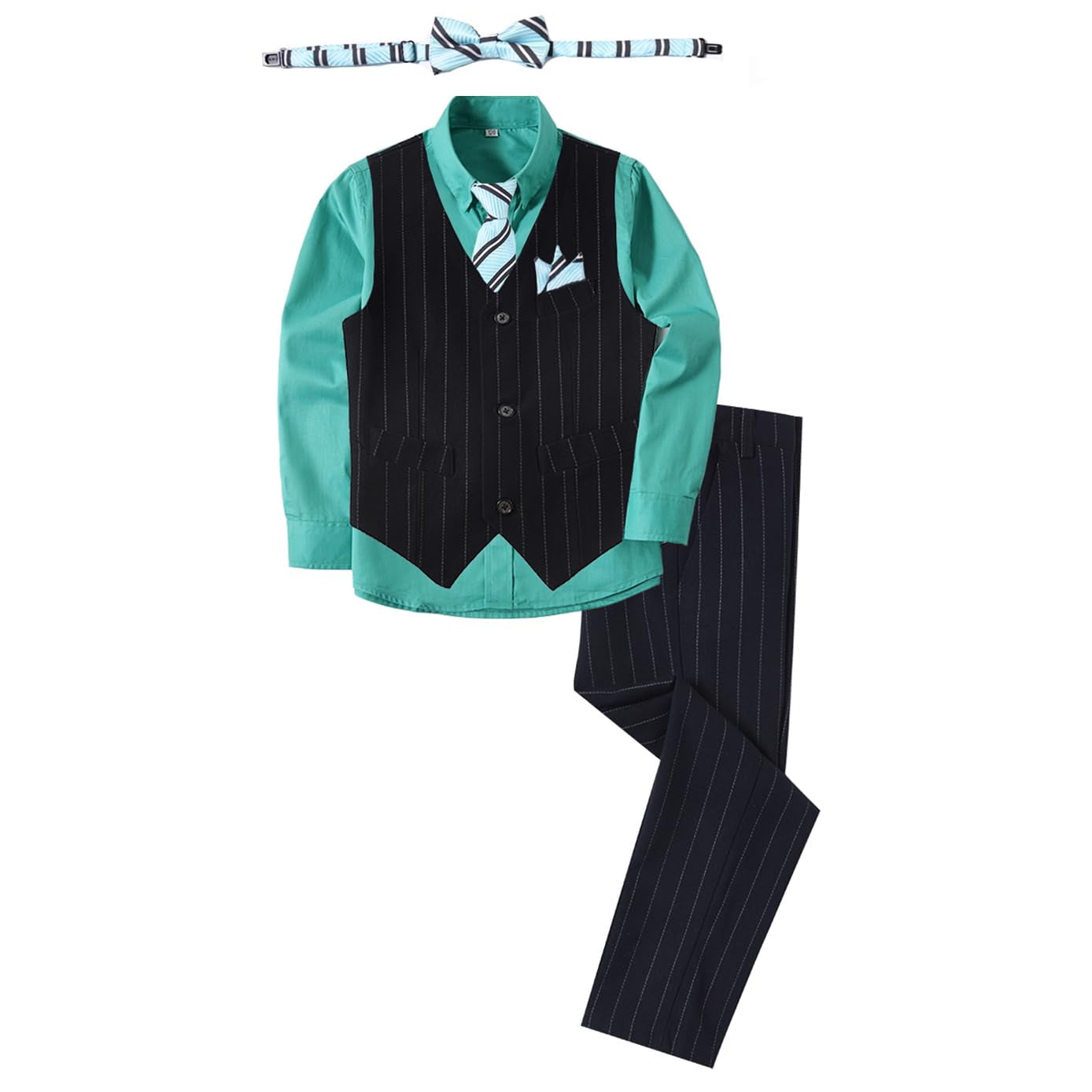 ETHAN 5 Piece Boys Church Suit Set with Slim Fit for Wedding Toddler ...