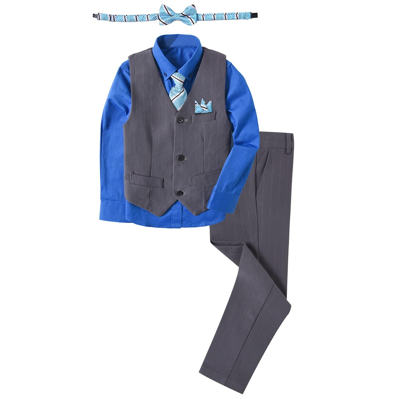ETHAN 5 Piece Boys Grey Suit for Wedding Church Boys Formal Dresses ...