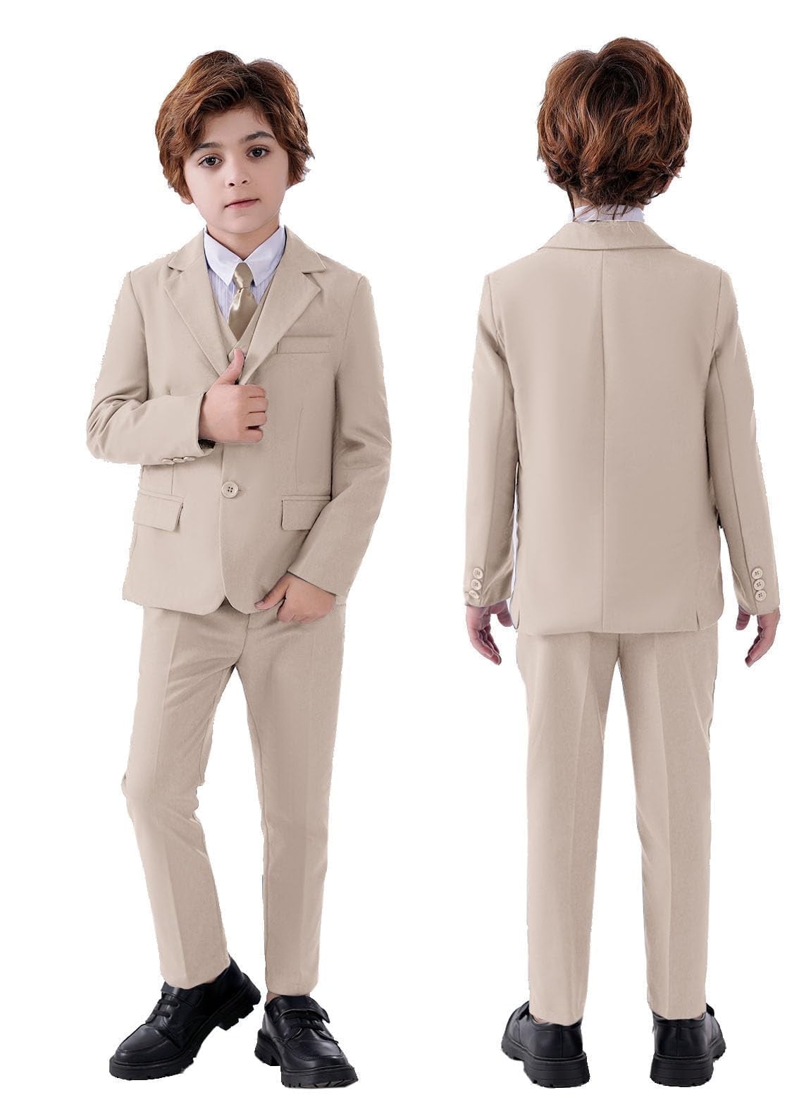 ETHAN 5 Piece Suit for Teens Boys Wedding Formal Slim Fit Tuxedo Suit ...