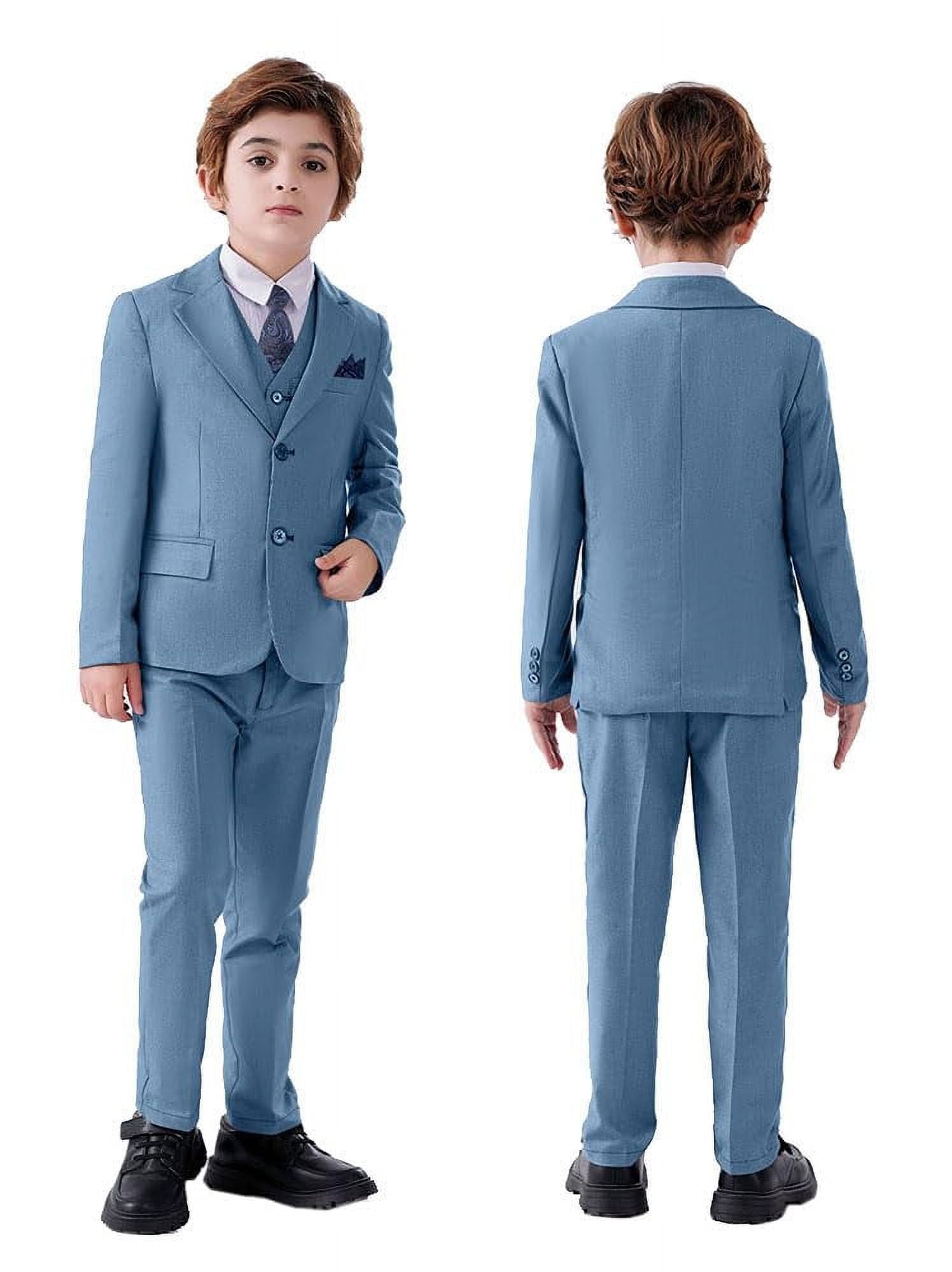 ETHAN 5 Pieces Elegant Boys Suits for Wedding Slim Fit Casual Classic Suit for Boys Prom Party ...