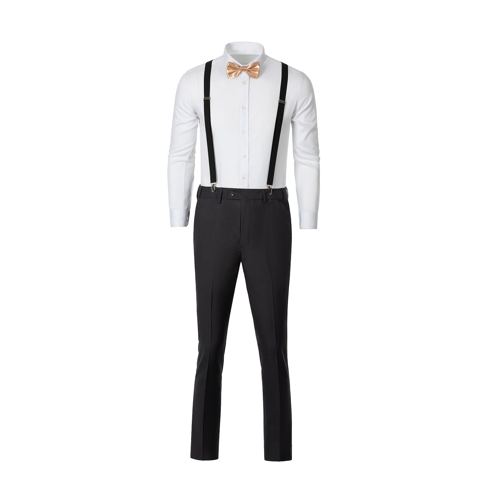 ETHAN Adjustable Supenders for Men Slim 4 Pieces Suit Set with Black ...