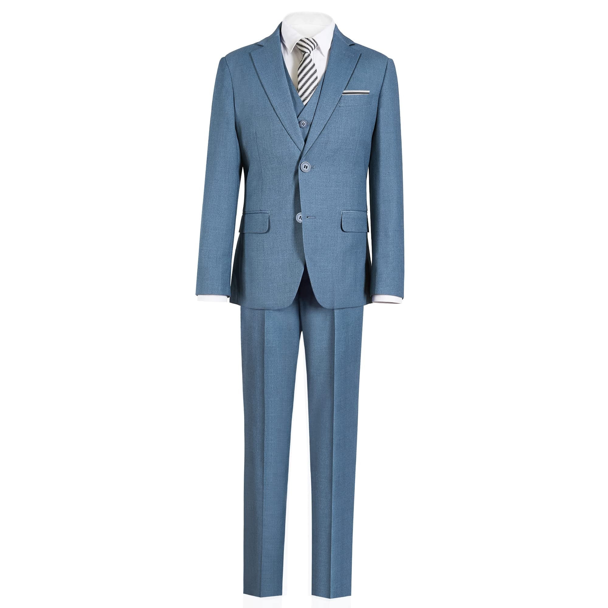 ETHAN All Blue Gray 5 Piece Slim Fit Formal Suit Set for Boys Prom Suit ...