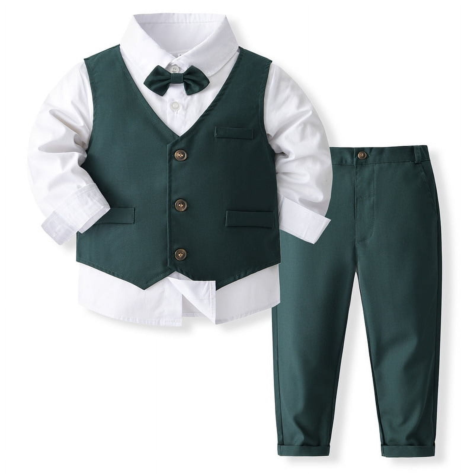 ETHAN Baby Boys Gentleman Formal Suit Set with Vest,Pant,Shirt,and Bow ...