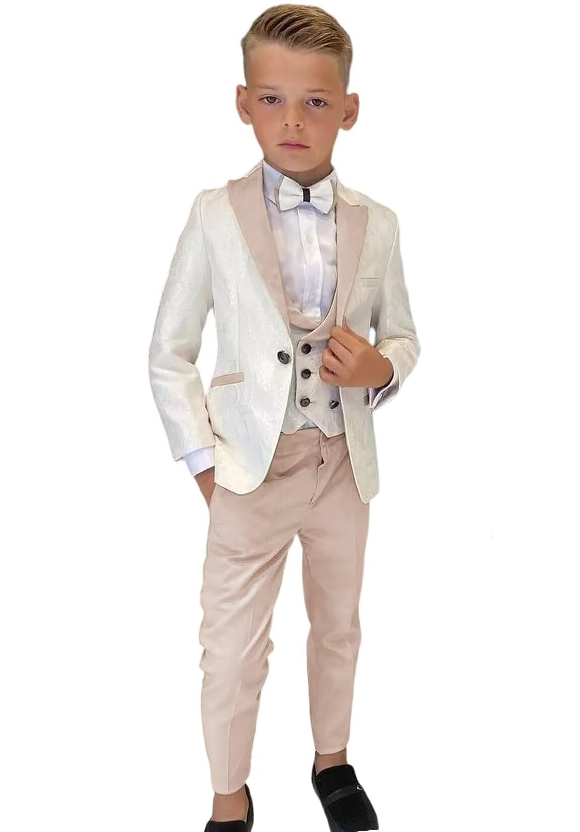 ETHAN Big Boys Wedding Suit Dress Beige Slim Fit Formal 3 Piece Suit ...