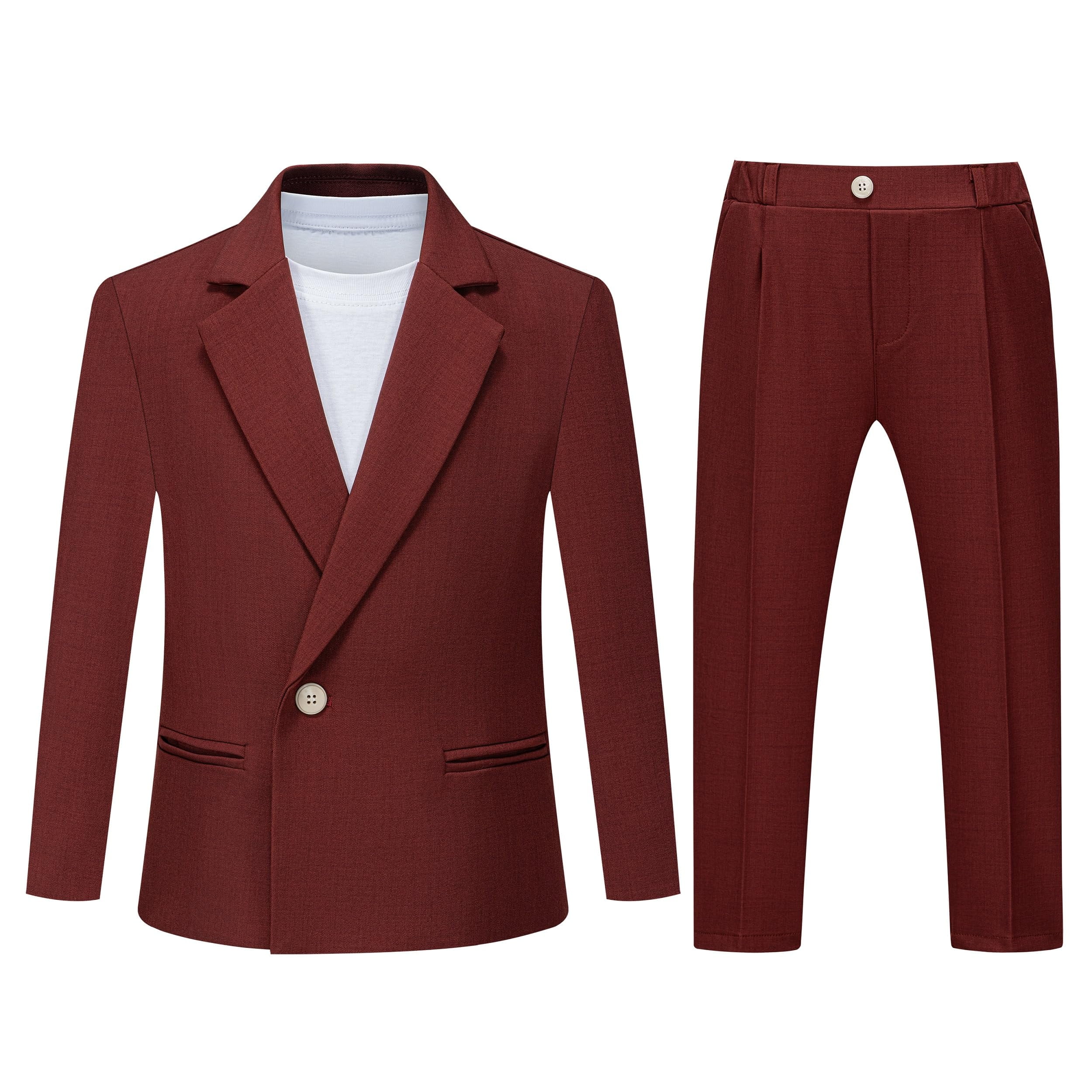 ETHAN Big Boys Wedding Suit Dress Red Slim Fit Formal 2 Piece Suit ...