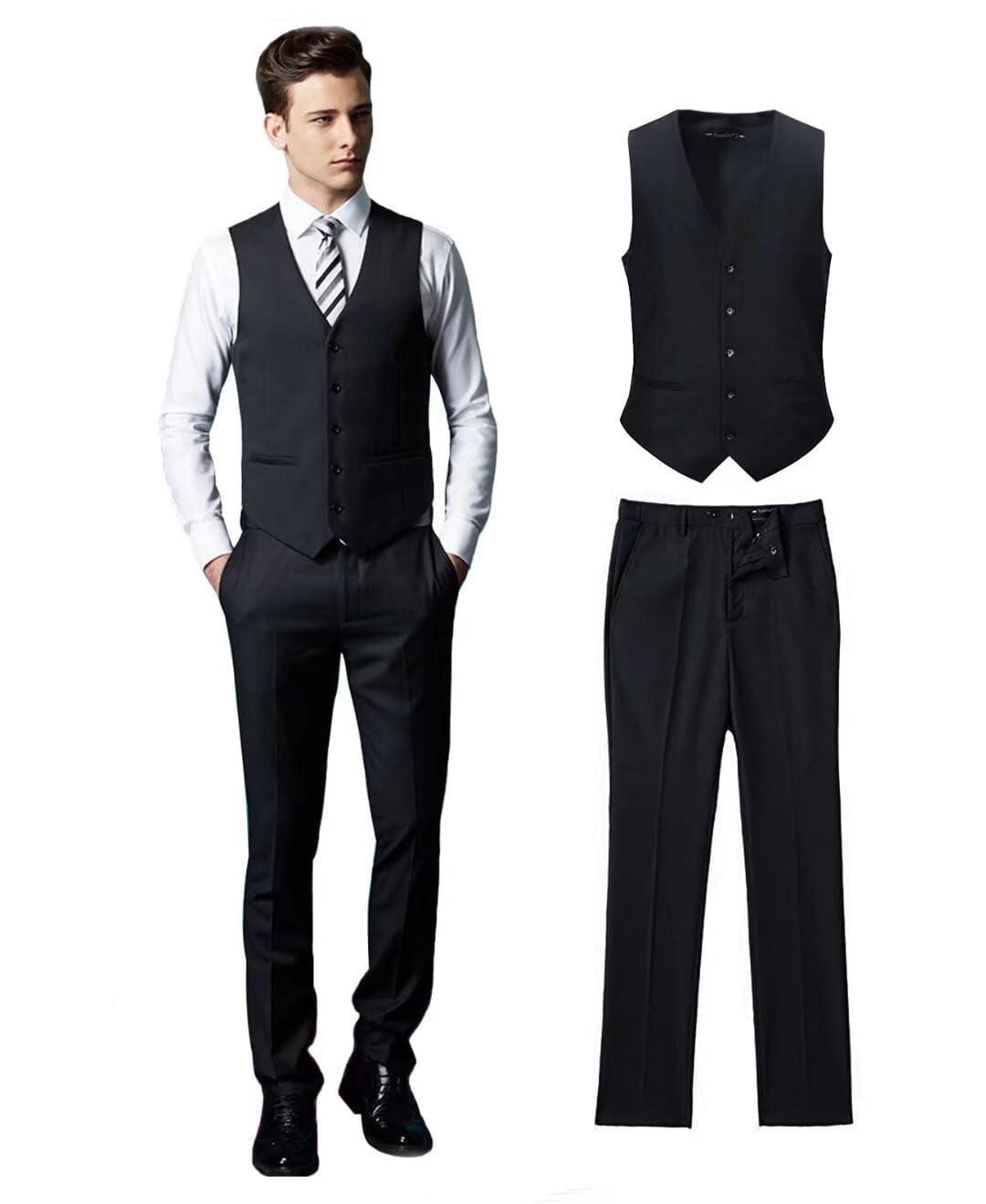 ETHAN Black Suit for Men Slim Fit 2 Piece Business Suit for Men Size S ...