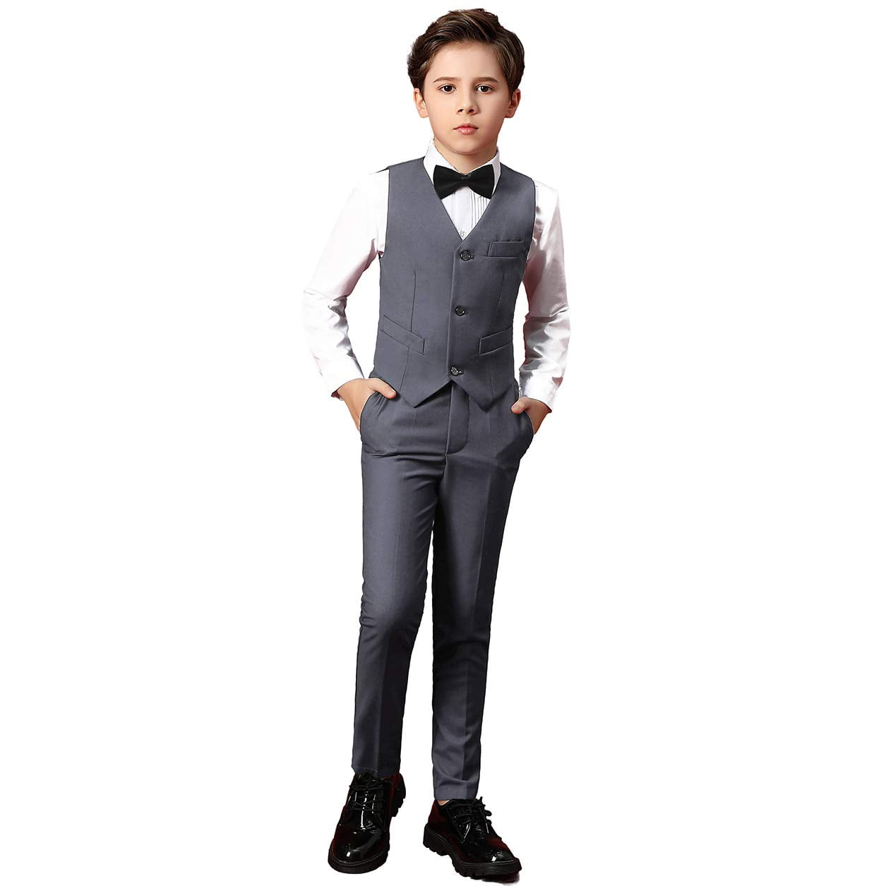 ETHAN Boy's 4-Piece Formal Suit Set Boys Formal Elegant Dresswear Vest ...