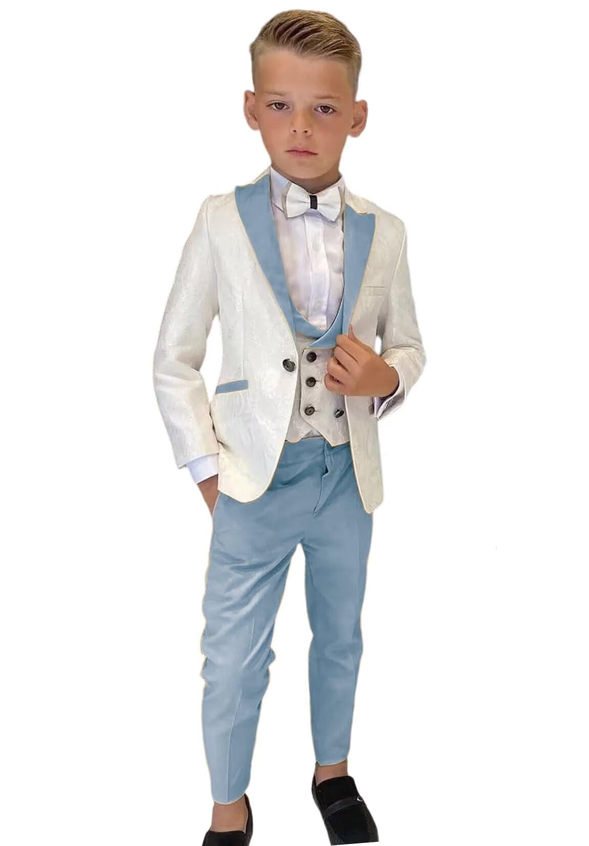 ETHAN Boys 3 Piece Slim Fit Formal Suit for Boys One Button Suit for ...