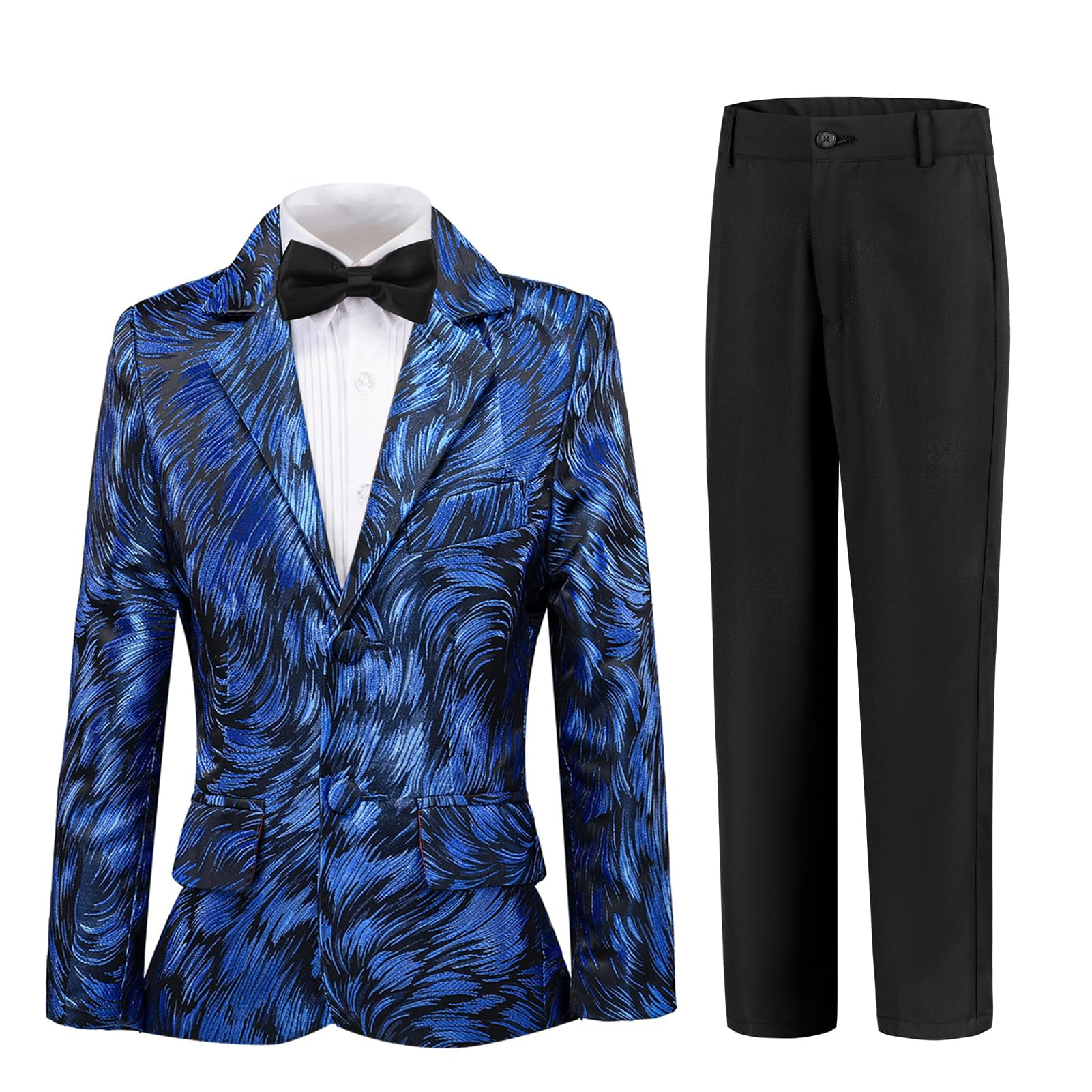 ETHAN Boys 3 Pieces Suit Colour Jacquard Slim Fit Jacket Pants Set for ...