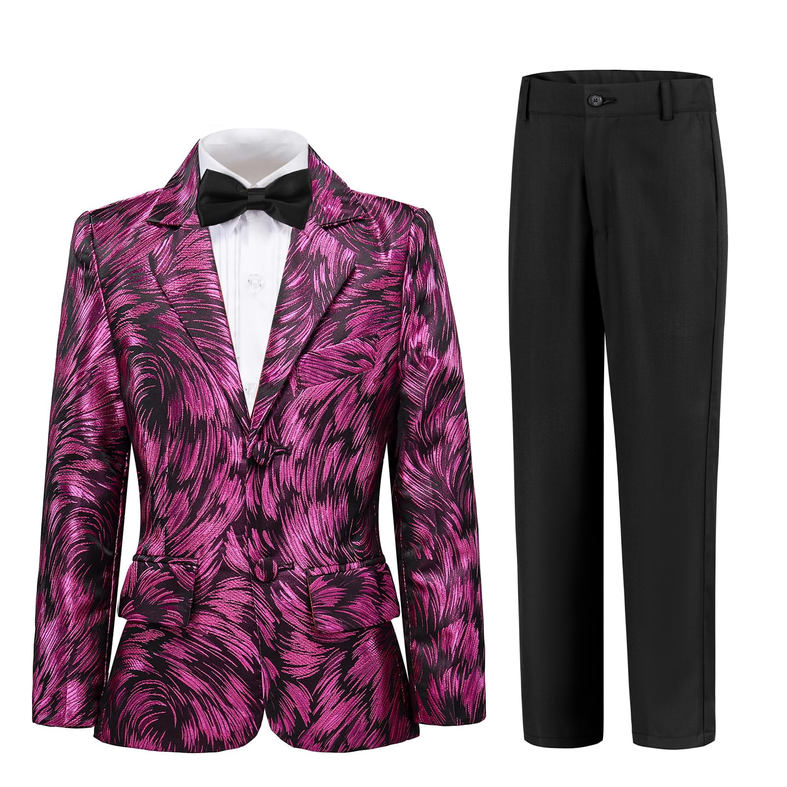 ETHAN Boys 3 Pieces Suit Colour Jacquard Slim Fit Jacket Pants Set for ...