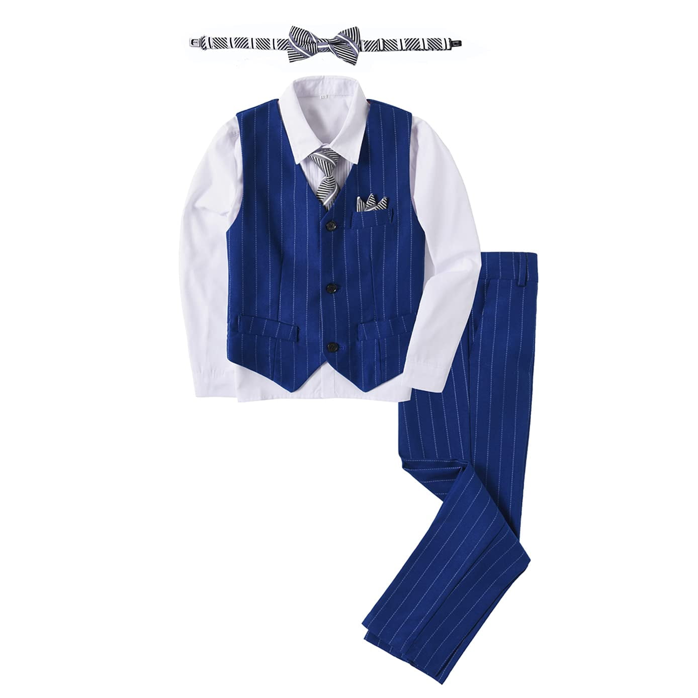 ETHAN Boys 5 Piece Slim Fit Church Wedding Dress Outfit Vest and Tie ...