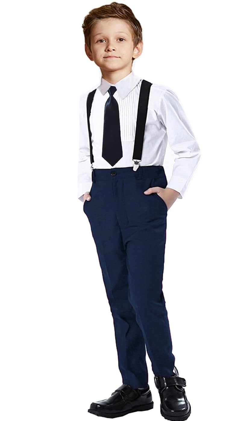 ETHAN Boys Formal Suspenders Suits Set 4 Piece Formal Toddler Suits Set ...