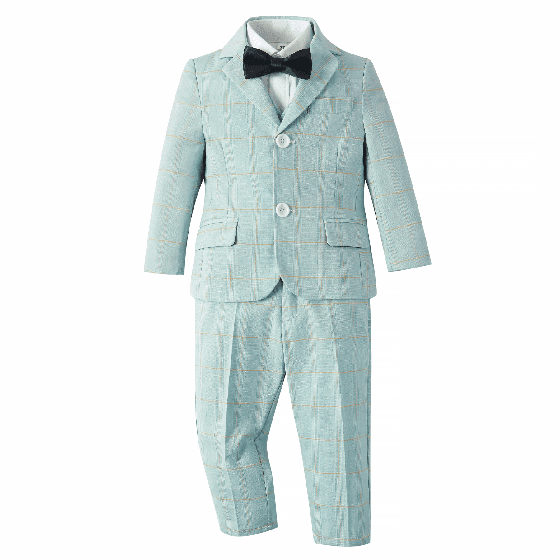ETHAN Boys Plaid Suits 5 Piece Slim Fit Formal Set for Kids Prom ...