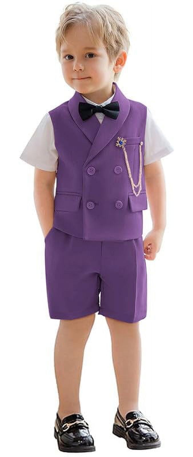 ETHAN Boys Suit Formal Toddler Suits for Boy 4 Pieces Summer Slim Fit ...