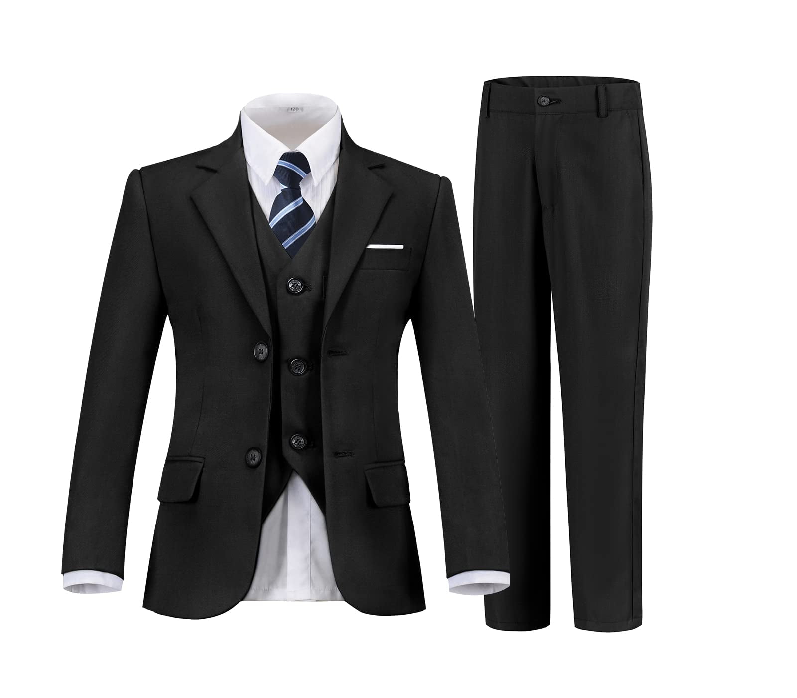 ETHAN Boys Suits 5 Piece Formal Suit Set Slim Fit Formal Dress Clothes ...
