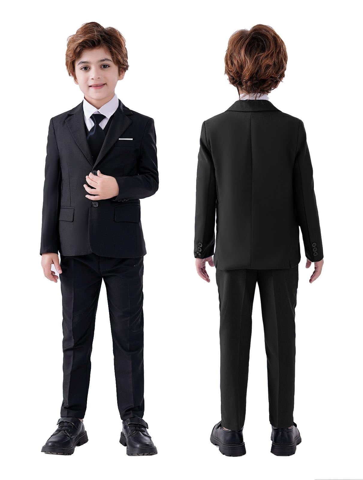 ETHAN Boys' Suits Slim Fit 5 Pieces Boys Formal Suit Set for Wedding ...