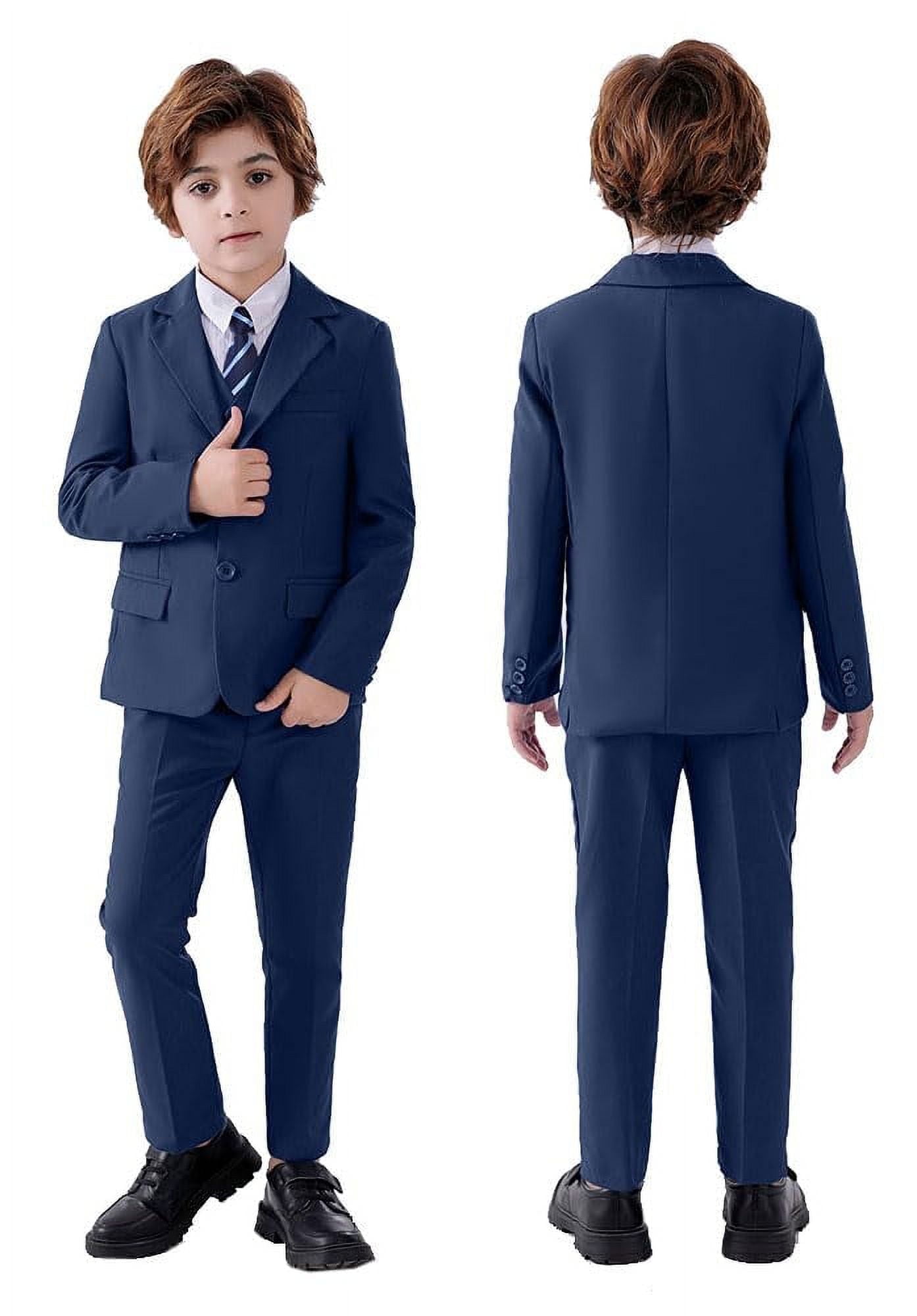 ETHAN Boys' Suits Slim Fit 5 Pieces Boys Formal Suit Set for Wedding ...