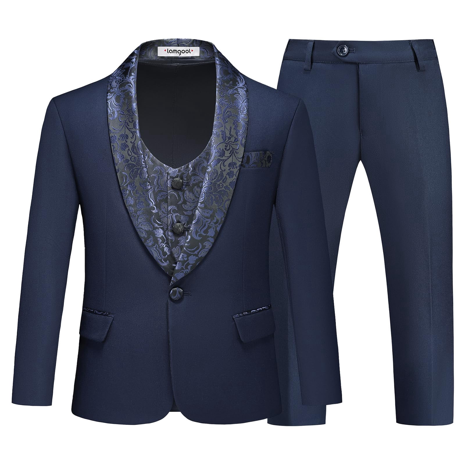 ETHAN Boys Suits Slim Fit Tuxedo Set 3 Pieces with Jacket Vest Pant for ...