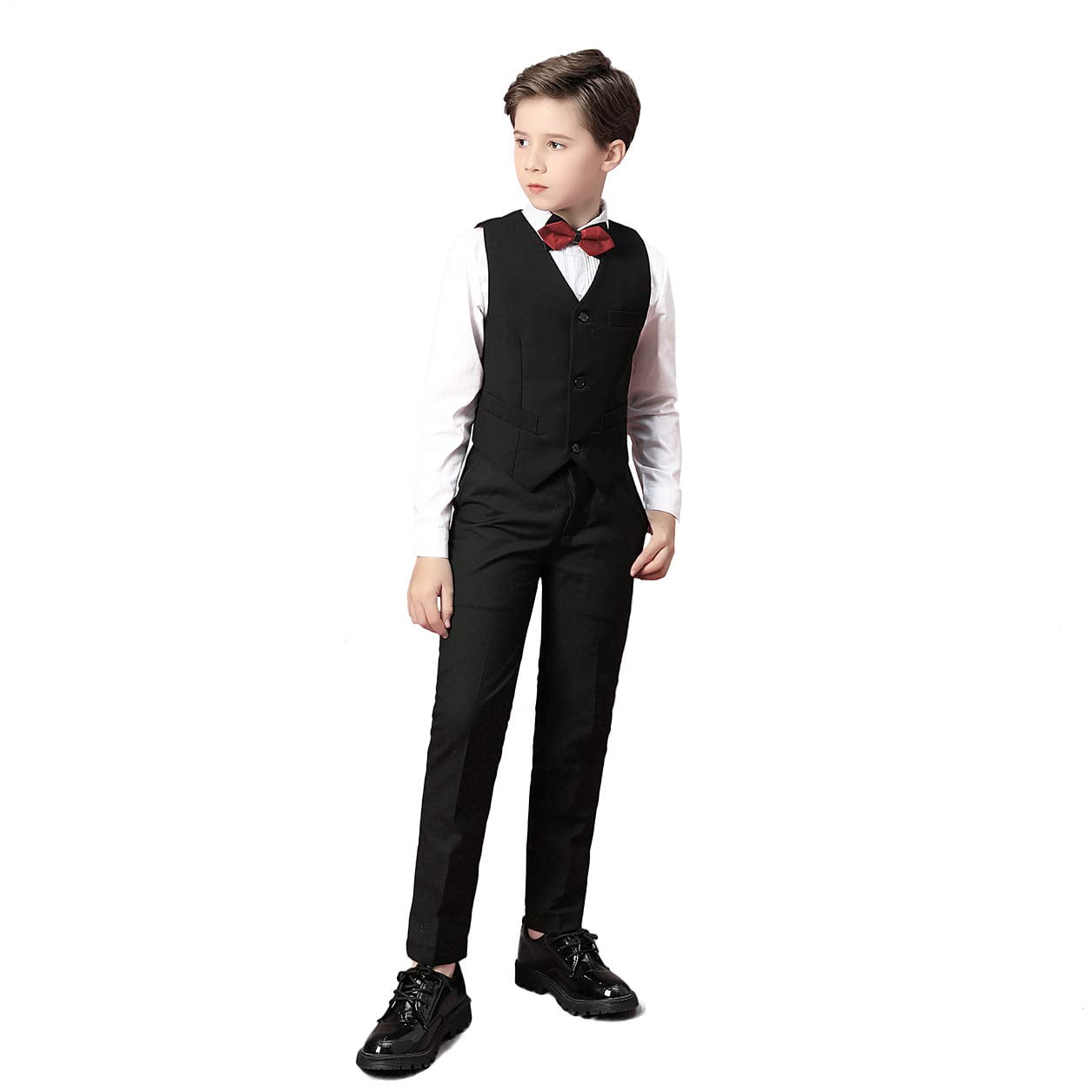 ETHAN Boys Tuxedo Suit Shiny Formal Dress 4 Pieces Slim Fit Outfit ...