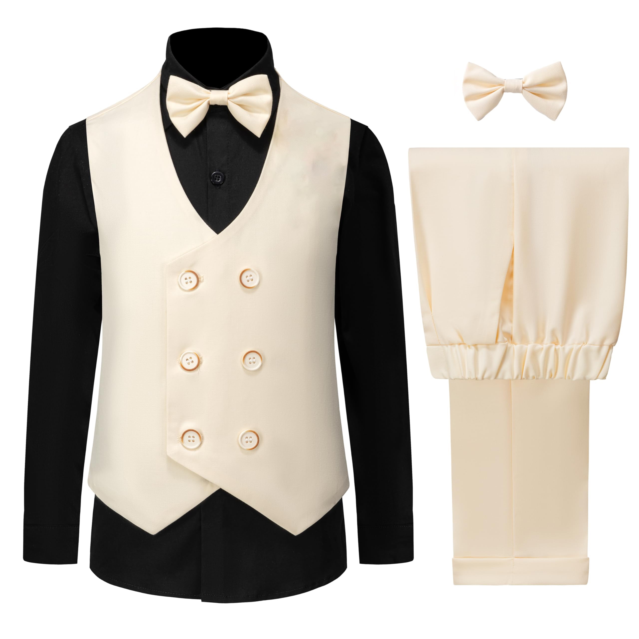 ETHAN Boys Vest and Pants Set 4 Piece Formal Dress Boy Suits for Kids ...