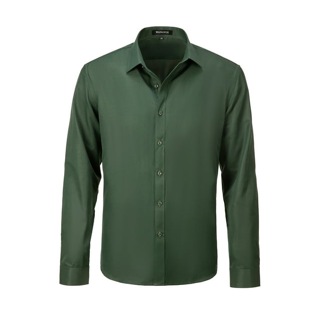 ETHAN Emerald Green Button up Shirt for Men Casual Business Slim Fit ...