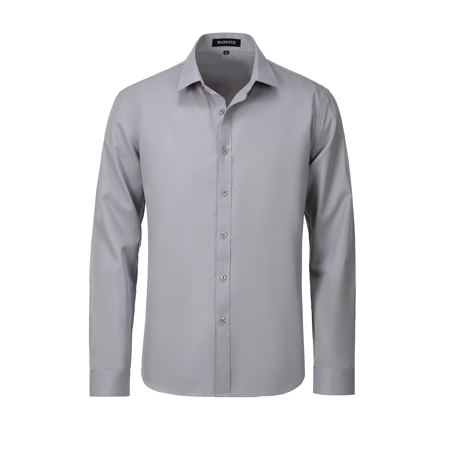ETHAN Grey Long Sleeve Shirt for Men Dress Shirts Slim Fit Casual Button Down Shirt Size XL ...