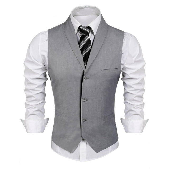 ETHAN Grey Mens Vest Casual for Formal Wear Mens Dress Vest Big and ...