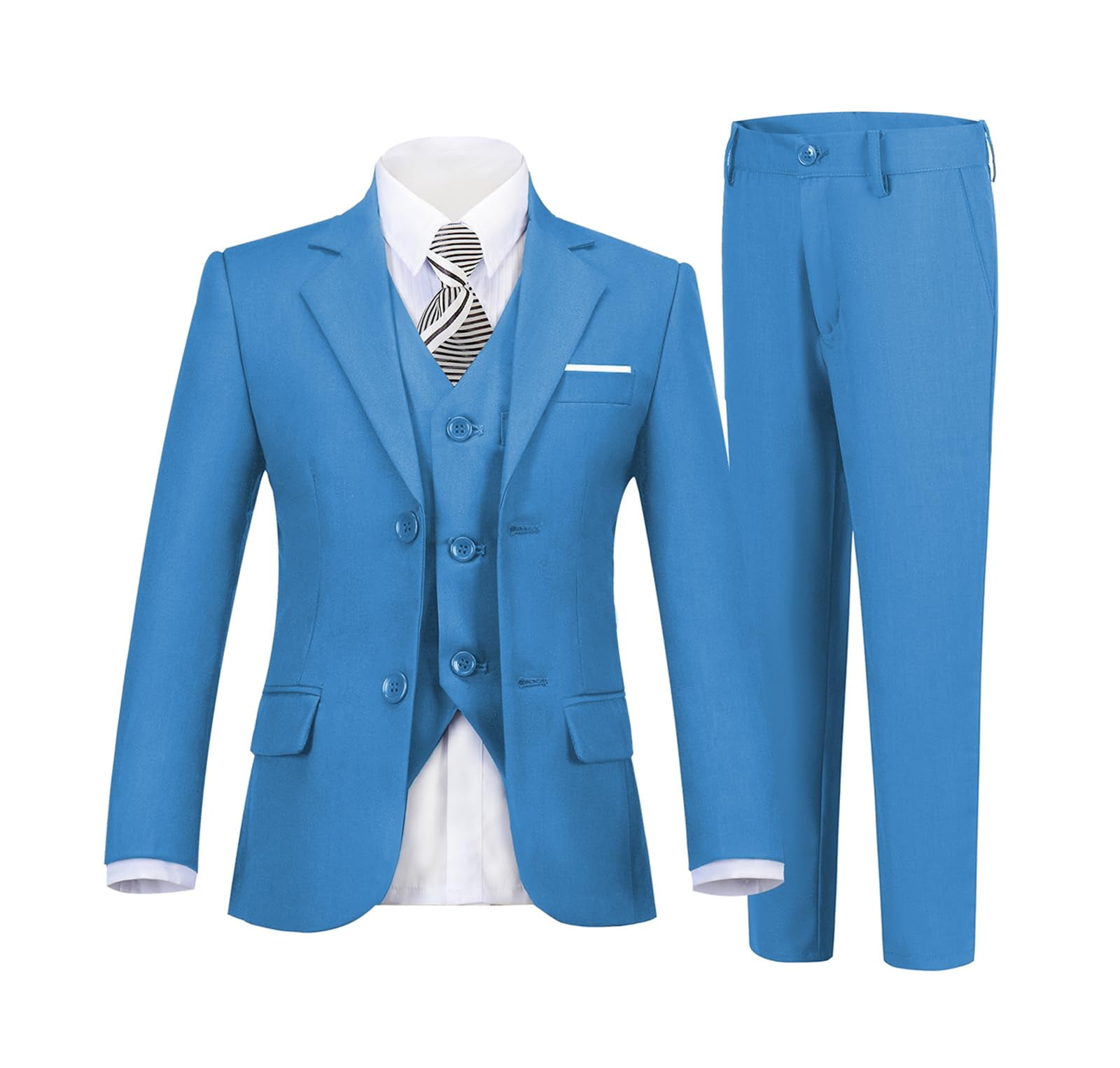 ETHAN Kids Suit 5 Piece Slim Fit Church Wedding Dress Outfit Vest and ...