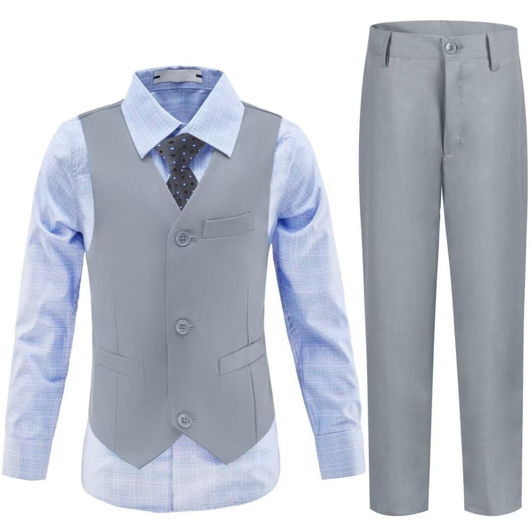 ETHAN Kids Suit for Boys Church Outfit Wedding Clothes Slim Fit 5 Piece ...