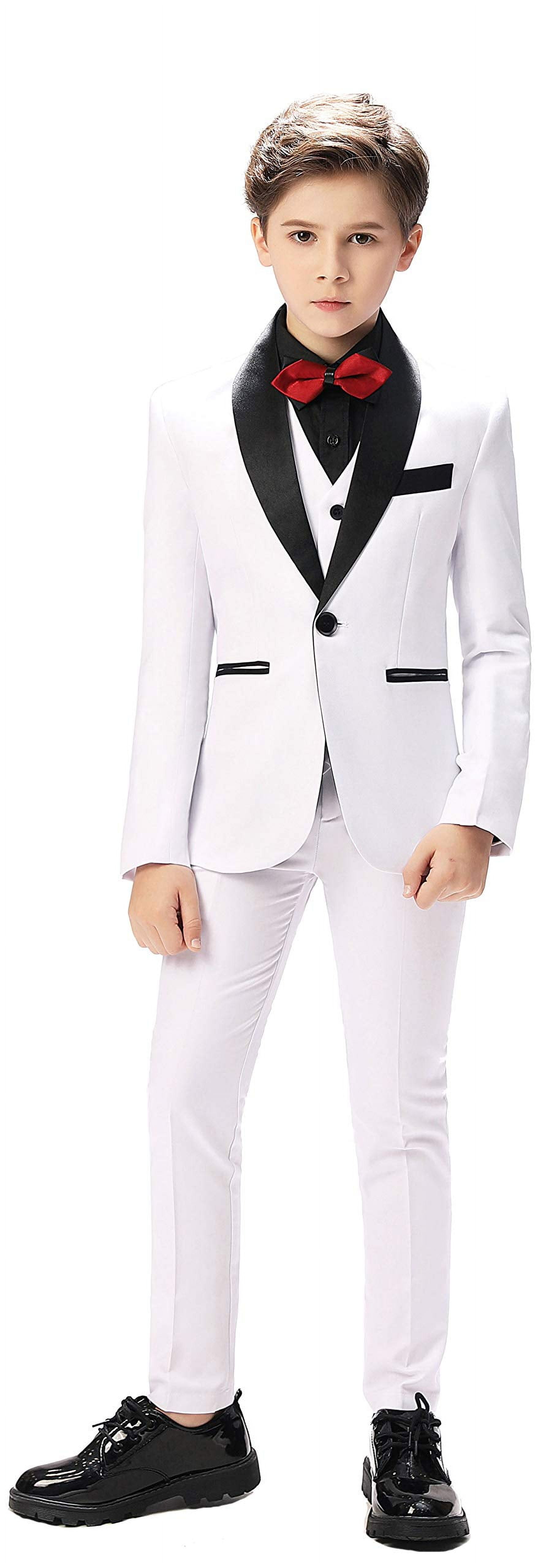 ETHAN Kids Tuxedo Suit for Boys Prom Suit Slim Fit 4 Piece Toddler Boys ...