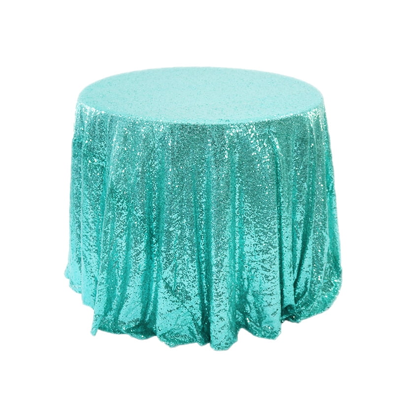 ETHAN Light Blue Sequin Tablecloth 23.6" Round Sparkly Table for Party Dinner Festival Wedding ...