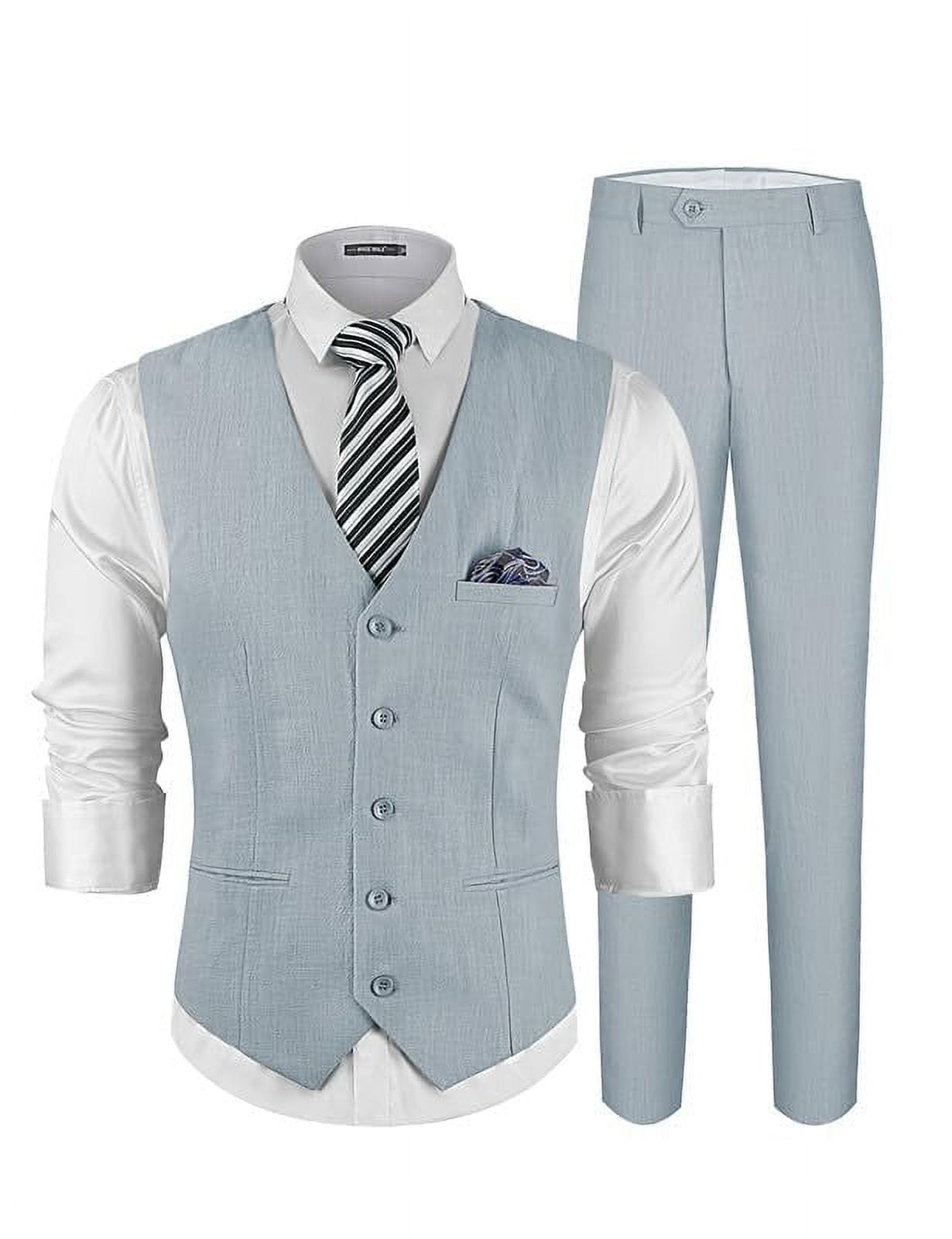 ETHAN Linen Suits for Wedding Men 2 Piece Suits Groomsmen Tuxedos ...