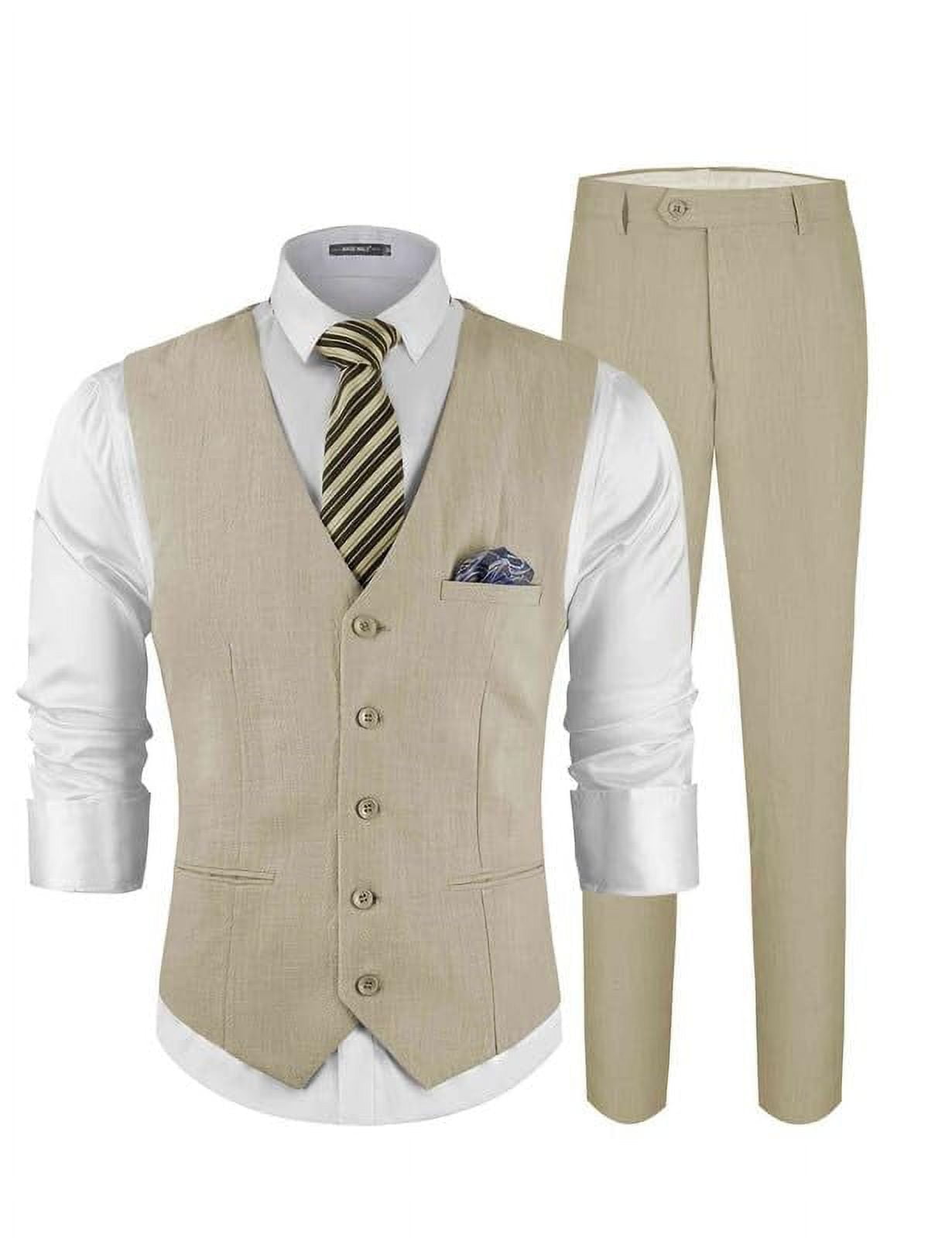 ETHAN Linen Suits for Wedding Men 2 Piece Suits Groomsmen Tuxedos ...